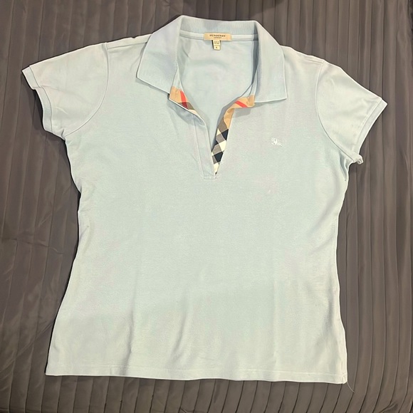 Burberry | Tops | Authentic Burberry Womens Polo Light Blue | Poshmark